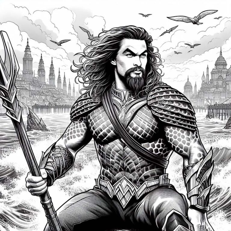 Dessin à colorier des films Aquaman avec Jason Momoa